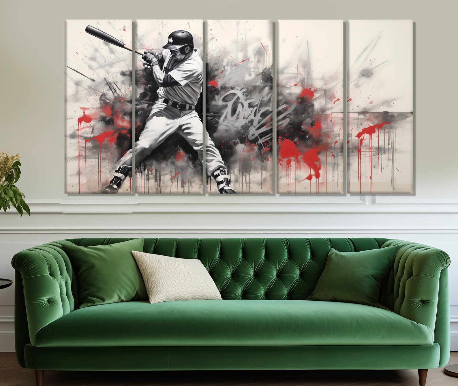 Abstract Baseball Graffiti Canvas Print, Baseball Street Art, Sport ...