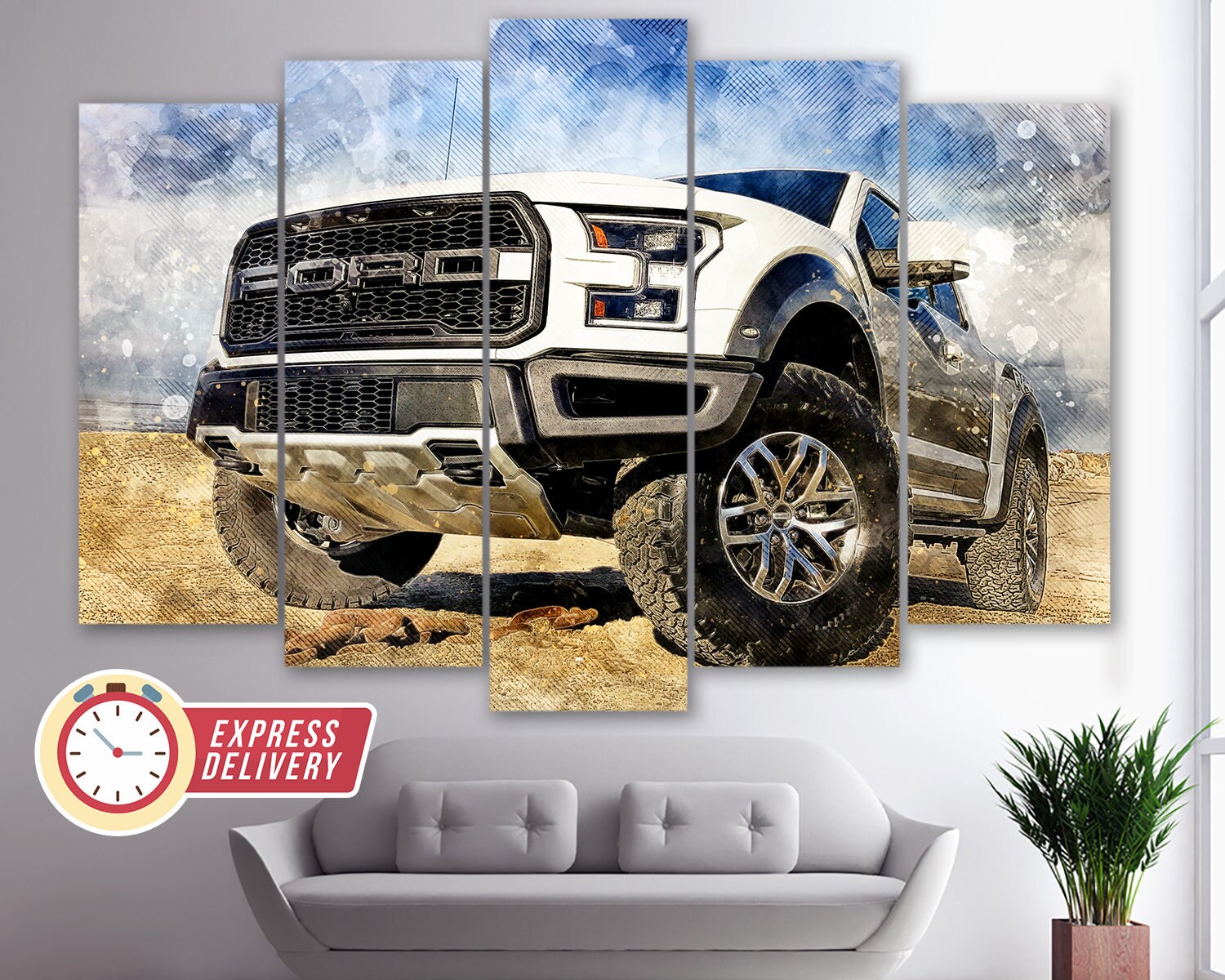 Ford F150 Raptor Truck Canvas Print, off Road Wall Art, Ford Wall Art ...