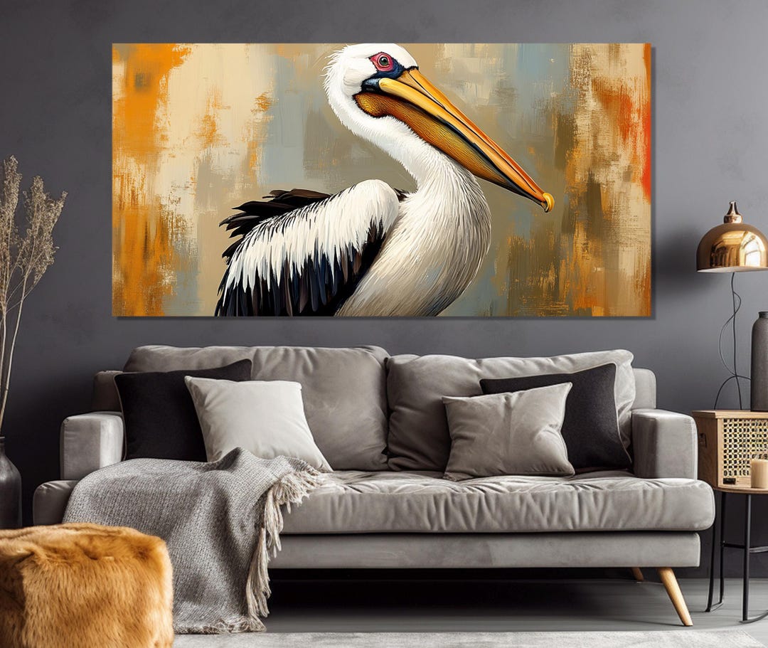 Pelican Painting Printed on Canvas, Majestic Pelican Canvas Print ...