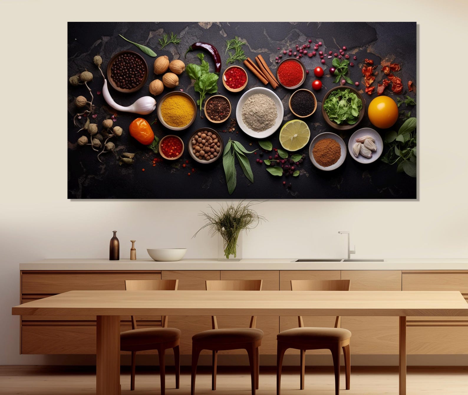 Spices Wall Art, Indian Spices and Herbs Canvas Print, Healthy Food ...