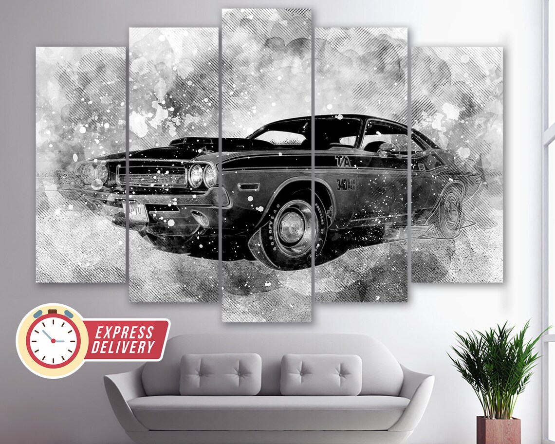 Vintage Dodge Challenger Canvas Print, Muscle Car Wall Art, Challenger ...