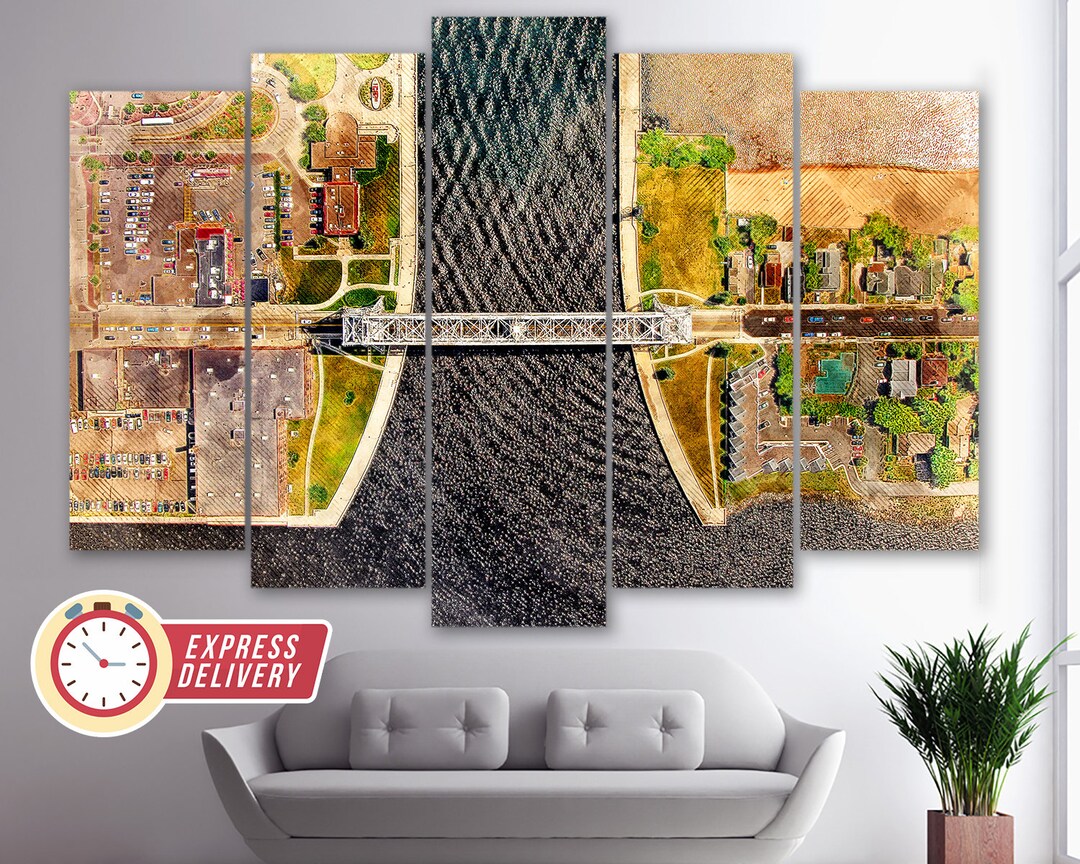 Aerial Lift Bridge Canvas Art, Duluth Bridge Painting, Duluth Wall Art ...