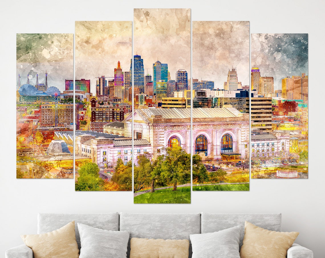Kansas City Skyline Kansas City Canvas Art Kansas City - Etsy