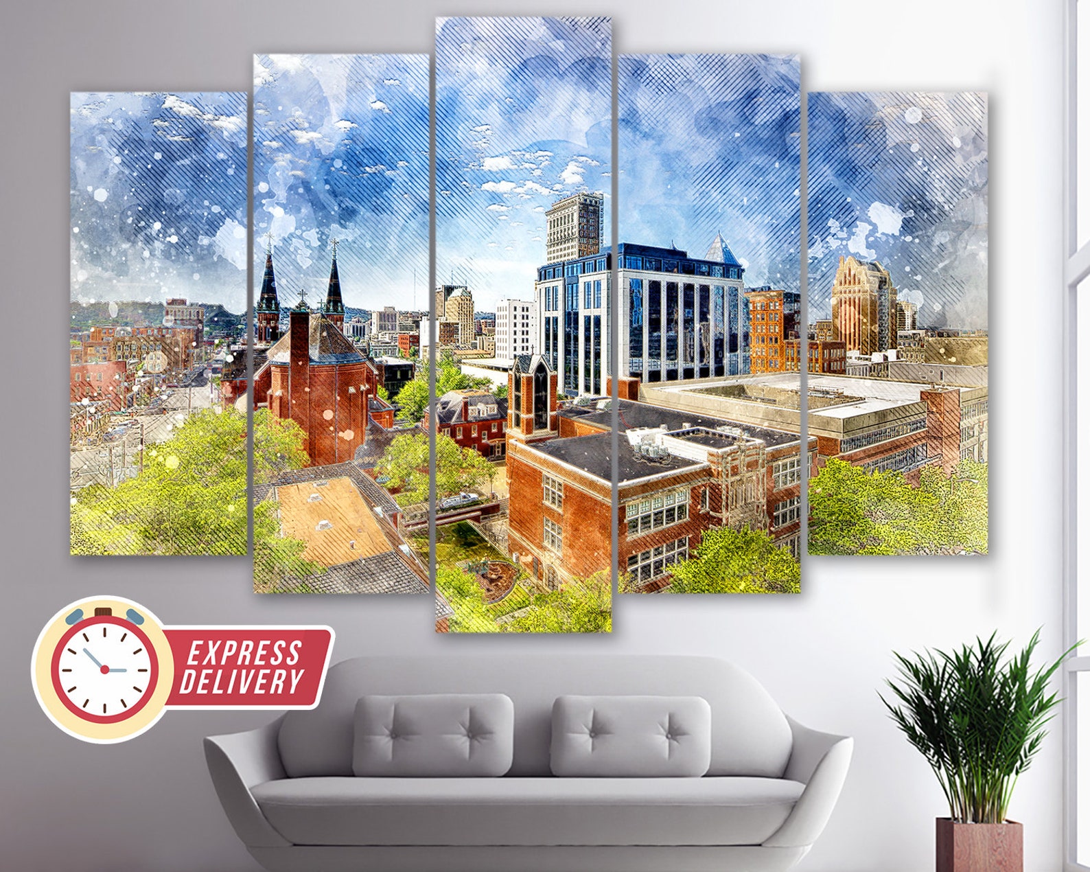 Birmingham Canvas Print Birmingham Skyline Birmingham Wall - Etsy