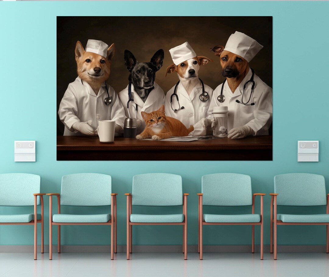Dogs Vet Doctors Canvas Print, Vet Wall Art, Vet Office Decor, Dogs ...