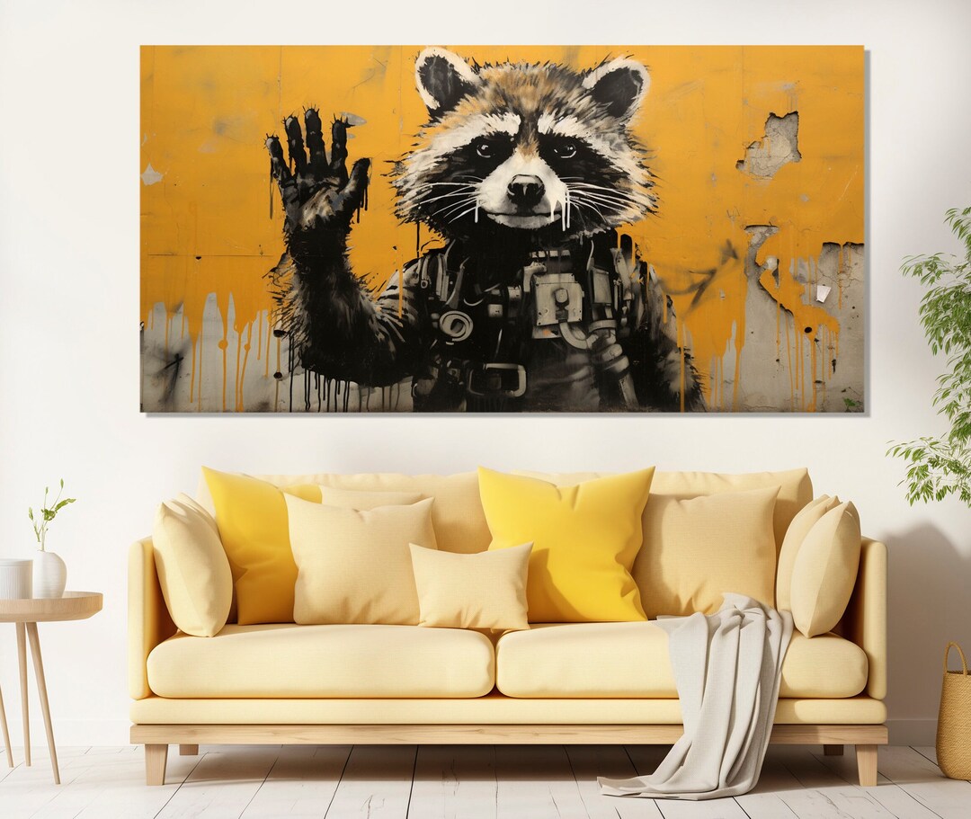 Abstract Raccoon Graffiti Canvas Print, Raccoon Wall Art, Raccoon ...