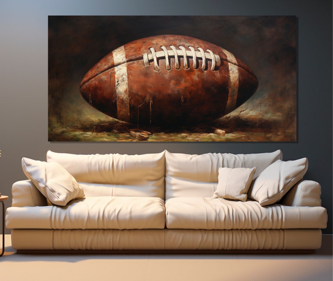 Football Canvas Wall Art, Vintage Football Ball Canvas Print, American ...