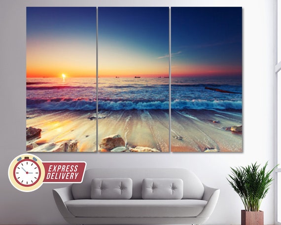 The Sunrise Over the Sea Canvas Art Ocean Wall Art Sea | Etsy