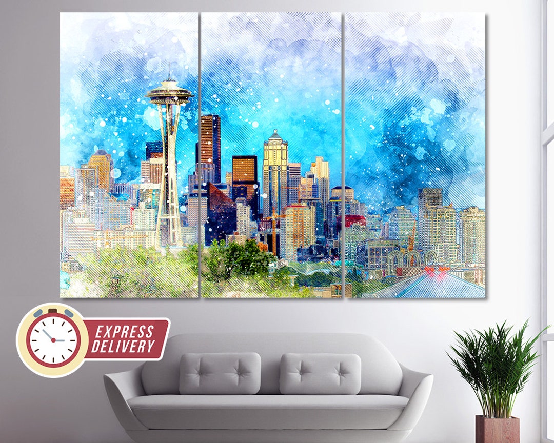 Seattle Skyline, Seattle Wall Art, Seattle Canvas Print, Seattle ...