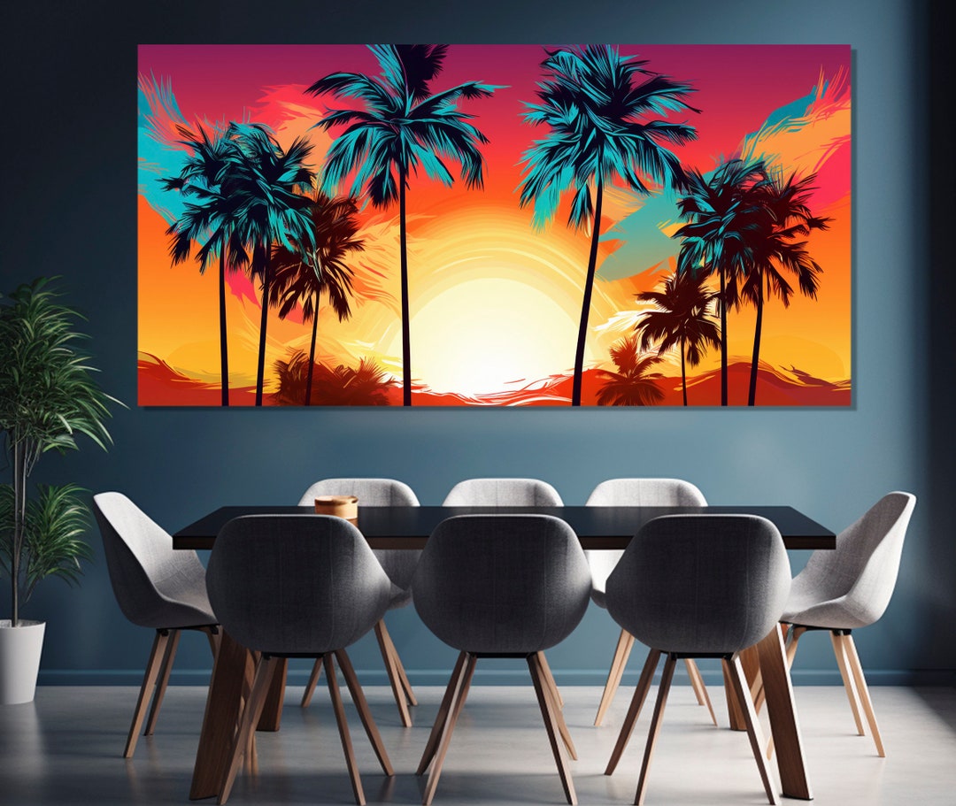 Tropical Sunset Pop Art Canvas Print, Palm Trees Canvas Art, Pop Art ...