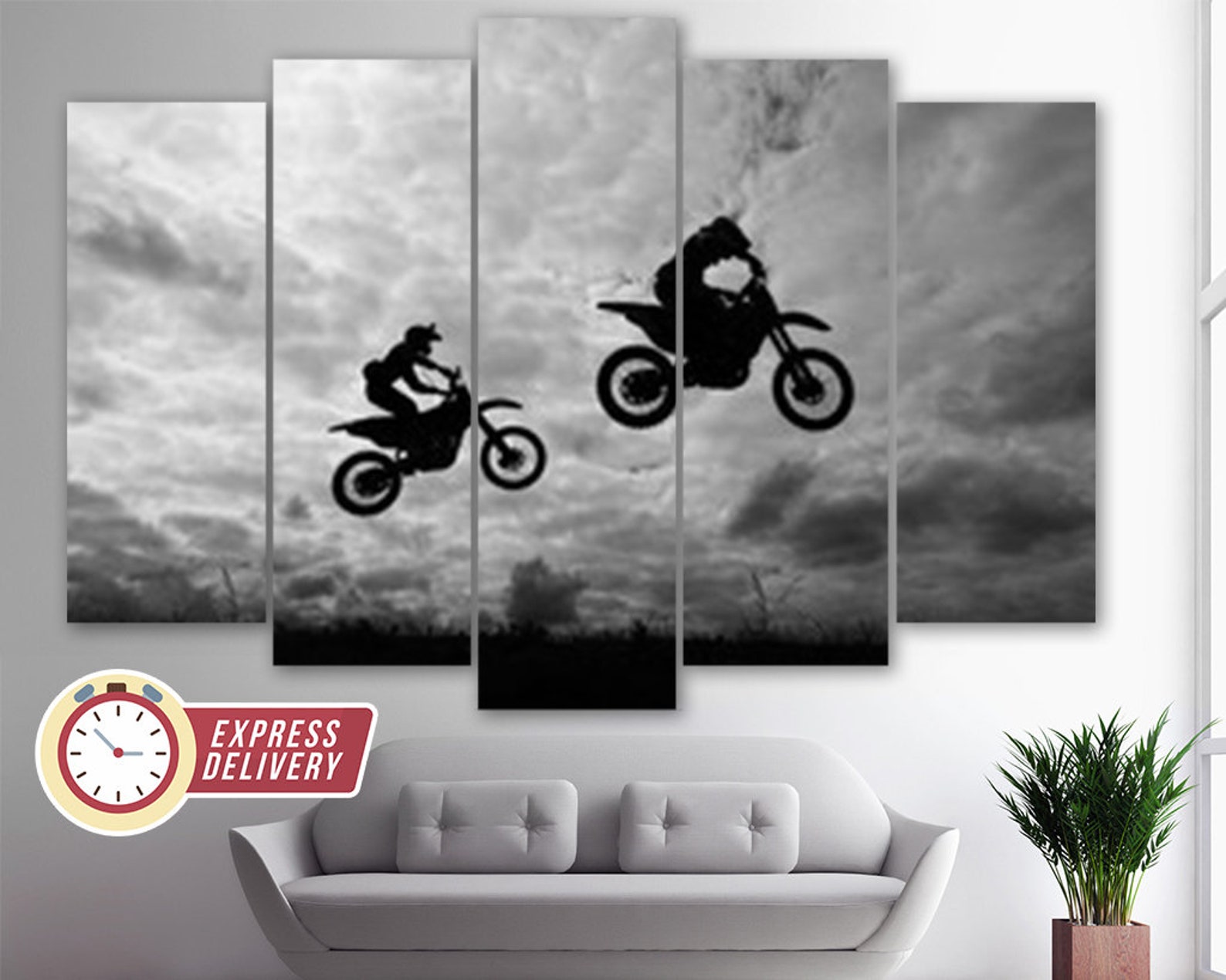 Motocross Wall Art, Motocross Canvas Art, Biker Gift, Dirt Bikes Canvas ...