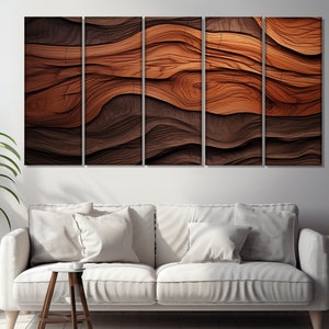 Abstract Wood Canvas Print, Wooden Texture Painting, Modern Wall Decor ...
