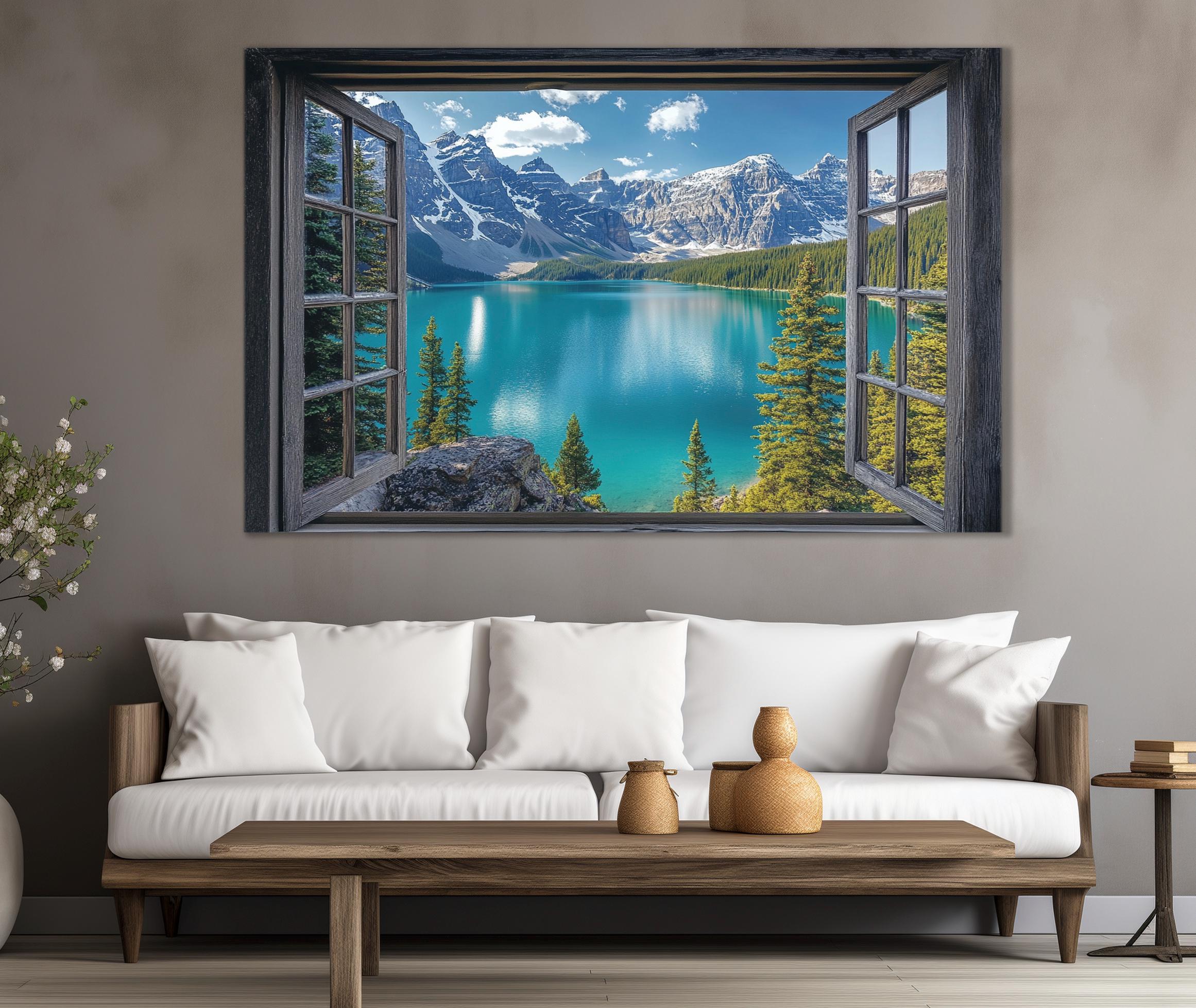 Banff National Park Lake View From Open Window Canvas Print, Alberta ...