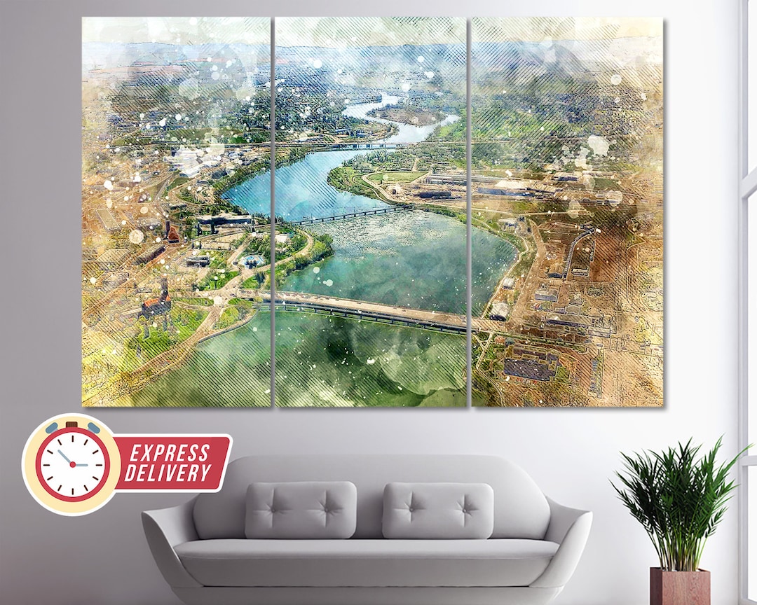 Great Falls Skyline, Great Falls Canvas Art, Great Falls Wall Art ...