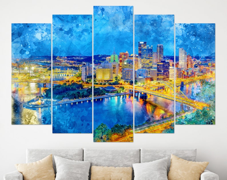Pittsburgh Skyline, Pittsburgh Canvas Print, Pittsburgh Wall Art ...