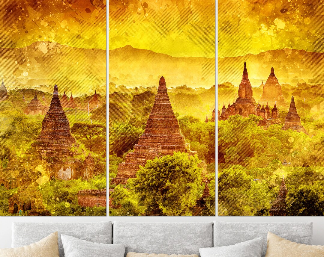 Myanmar Temples Canvas Print, Buddhism Wall Art, Myanmar Wall Art ...