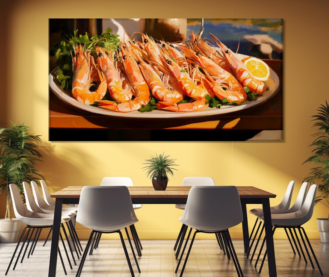 Shrimps Canvas Print, Seafood Canvas Art, Food Wall Art - Etsy