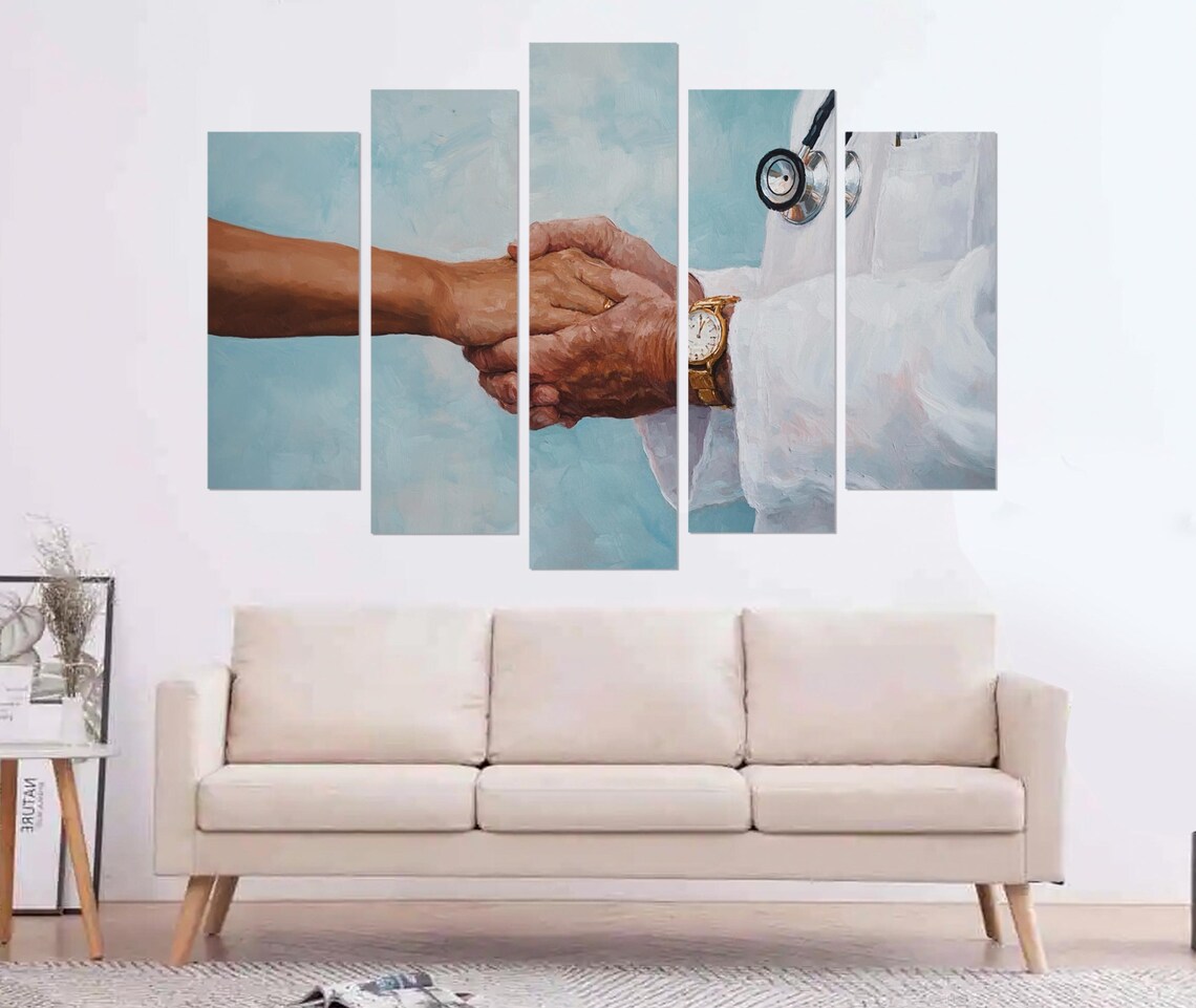 Healthcare Wall Art, Doctor Holding Hand Canvas Print, Doctor Gift ...