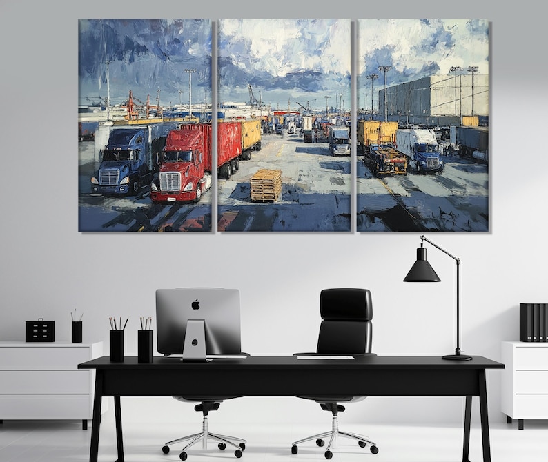 Art mural logistique, toile hub logistique, décoration bureau ...