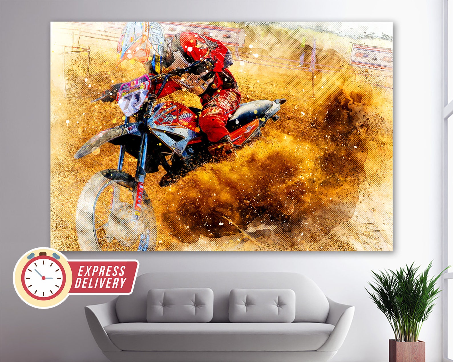 Motocross Canvas Art Dirt Bikes Wall Art Biker Gift - Etsy