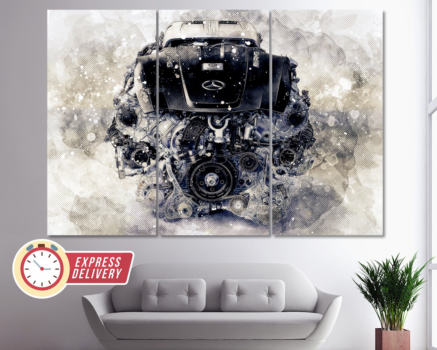 AMG Biturbo V8 Engine Canvas Art Mechanic Gift Car Service - Etsy