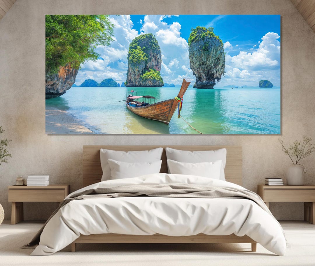 Boat in Ko Yao Noi Beach in Thailand Canvas Print, Ko Yao Noi Island ...
