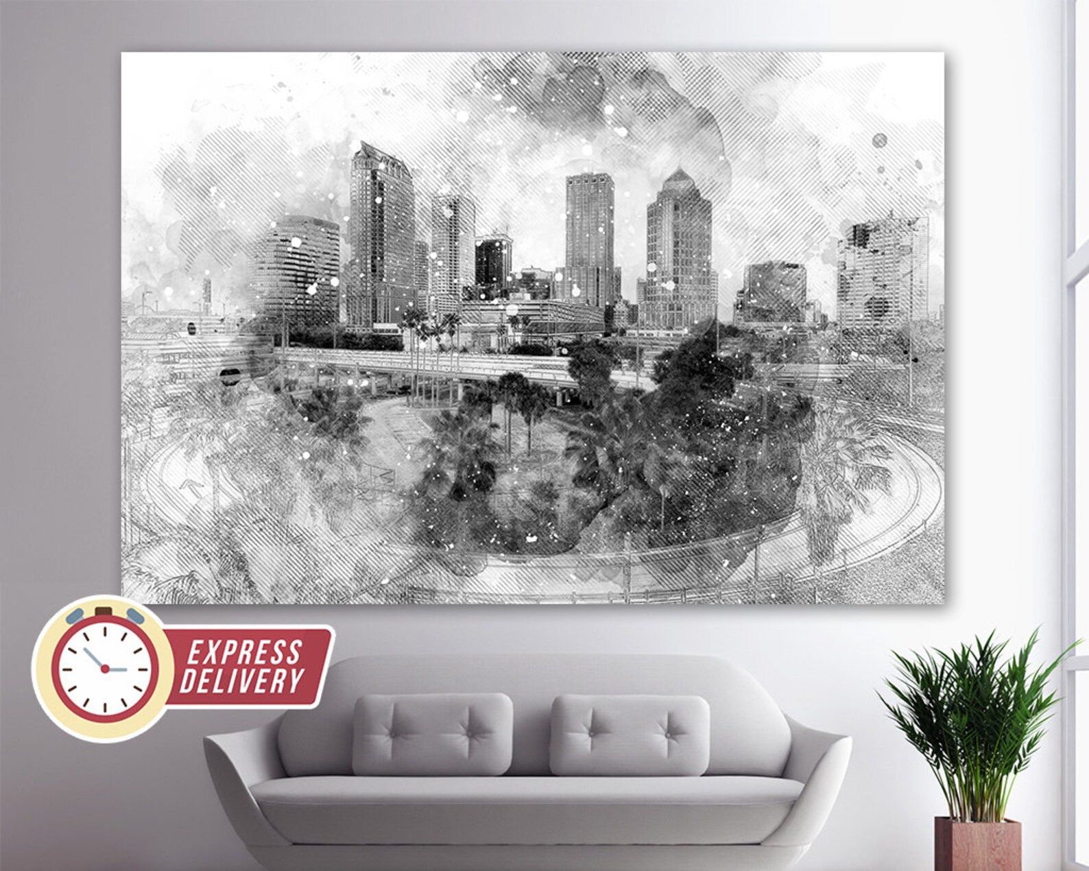 Tampa Skyline Canvas Art Tampa Print Tampa Wall Art Tampa - Etsy