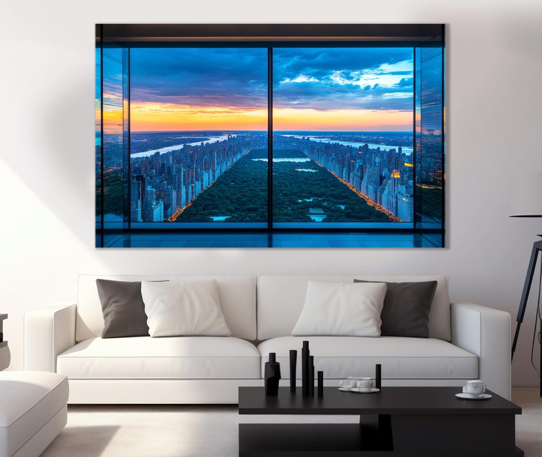 Central Park, Manhattan View From Open Window Canvas Print, Abstract ...