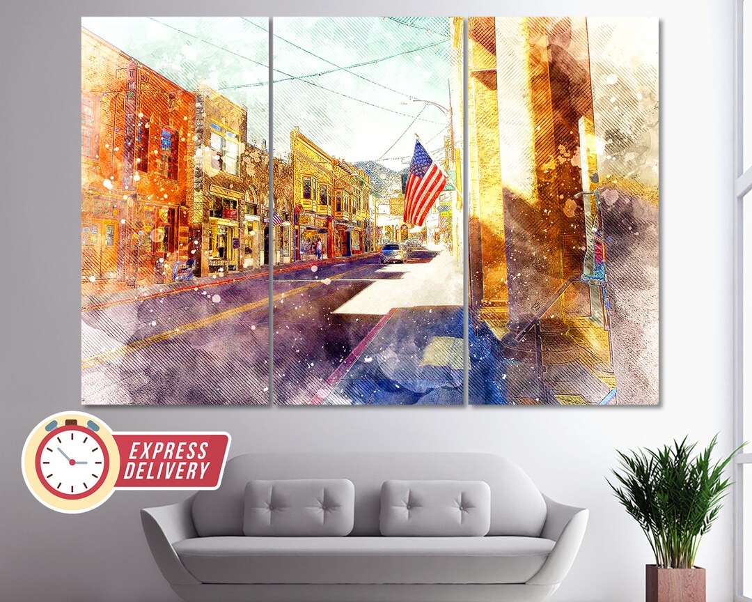 Bisbee Street Canvas Art, Bisbee Skyline, Bisbee Wall Art, Bisbee Print ...