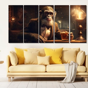 Old Monkey Gentleman in Suit With a Glass of Whiskey Canvas Print ...