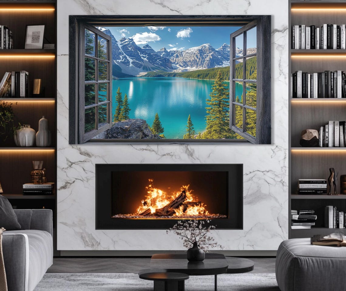 Banff National Park Lake View From Open Window Canvas Print, Alberta ...