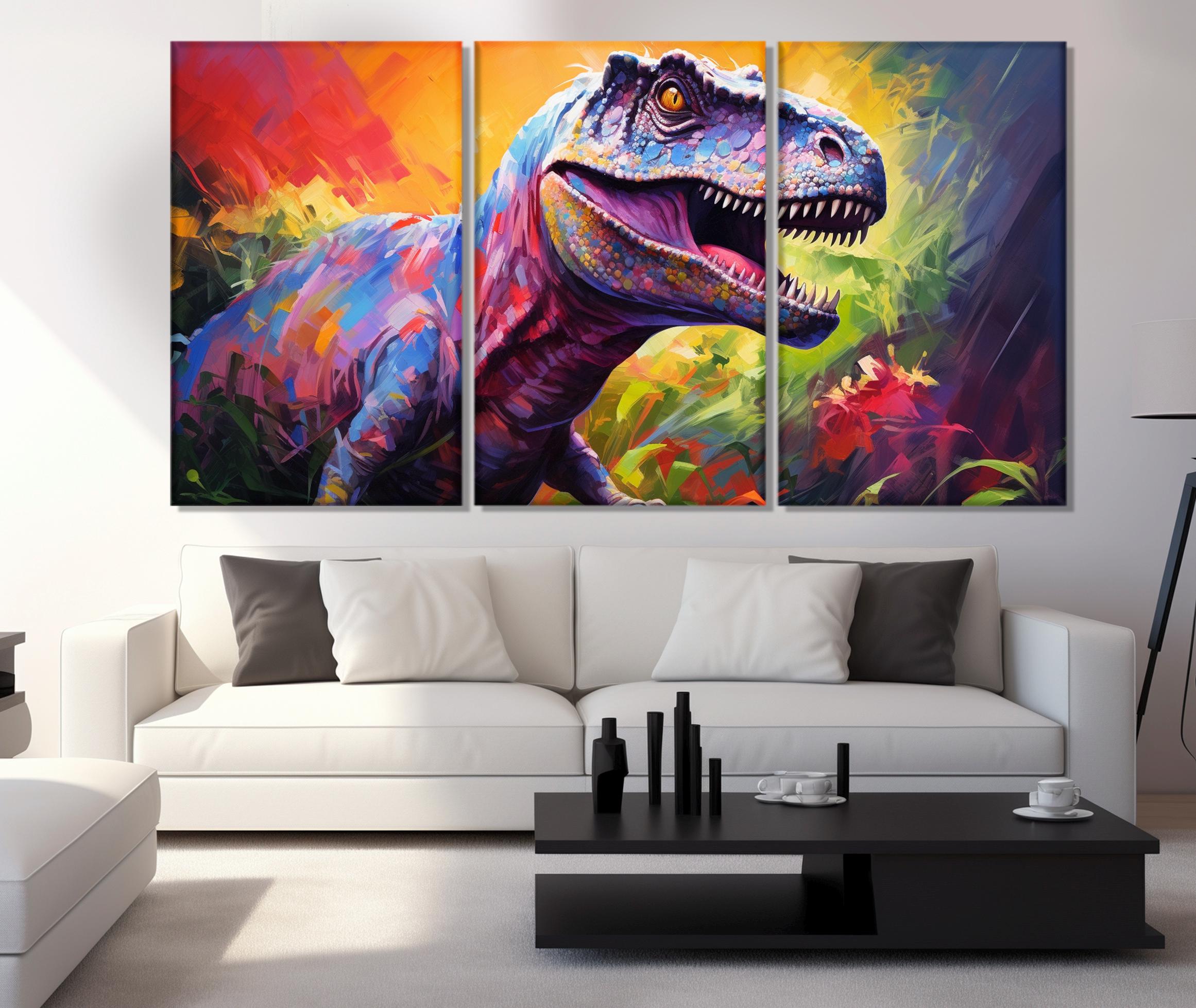 Dinosaur Canvas Print, Dinosaur Painting, Abstract Dinosaur Poster ...