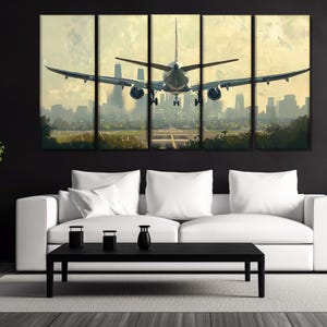 Abstract Aircraft Landing Canvas Print, Aircraft Painting, Pilot Gift ...