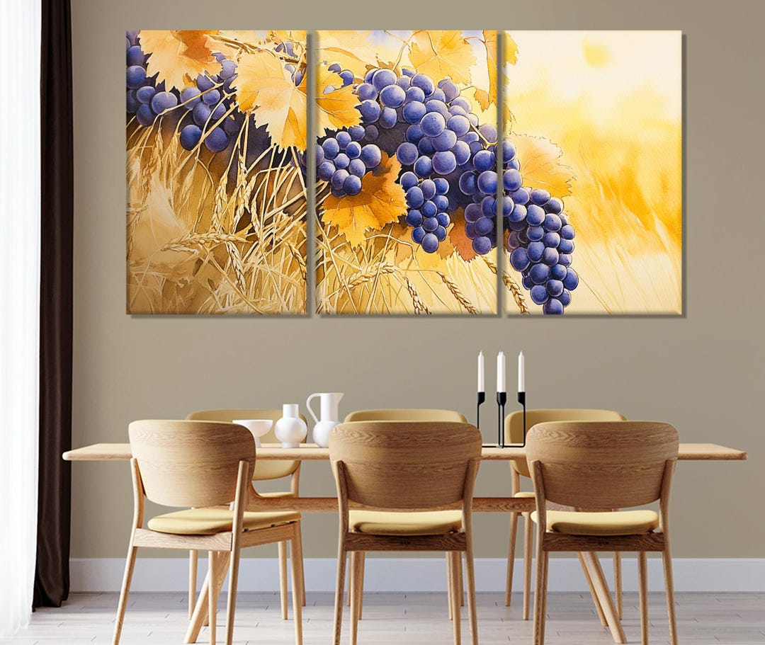 Abstract Grape Canvas Print, Kitchen Wall Decor, Wine Restaurant Decor ...