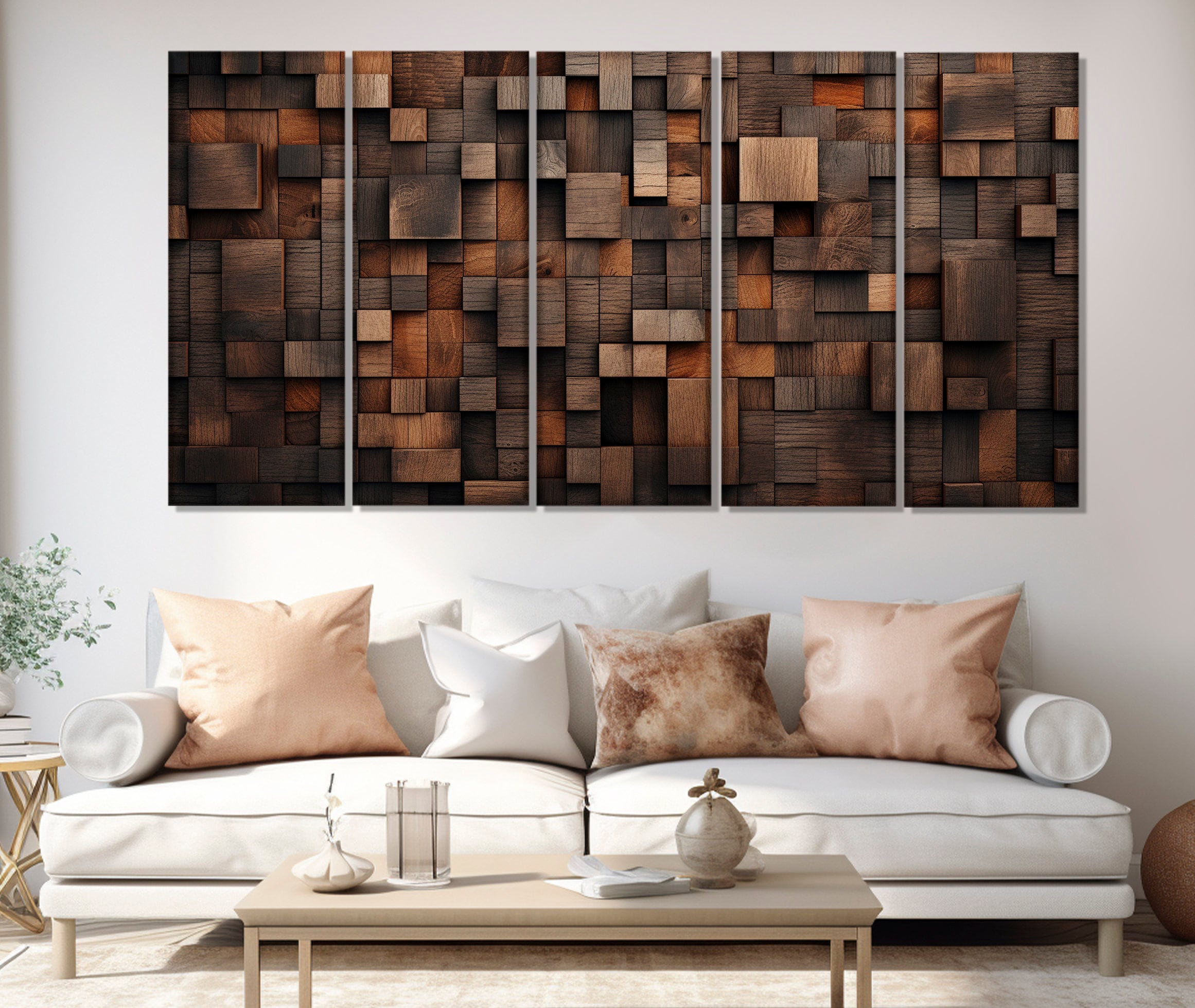 Modern Bedroom Wall Decor, Wood Painting Canvas Print, Abstract Wood ...