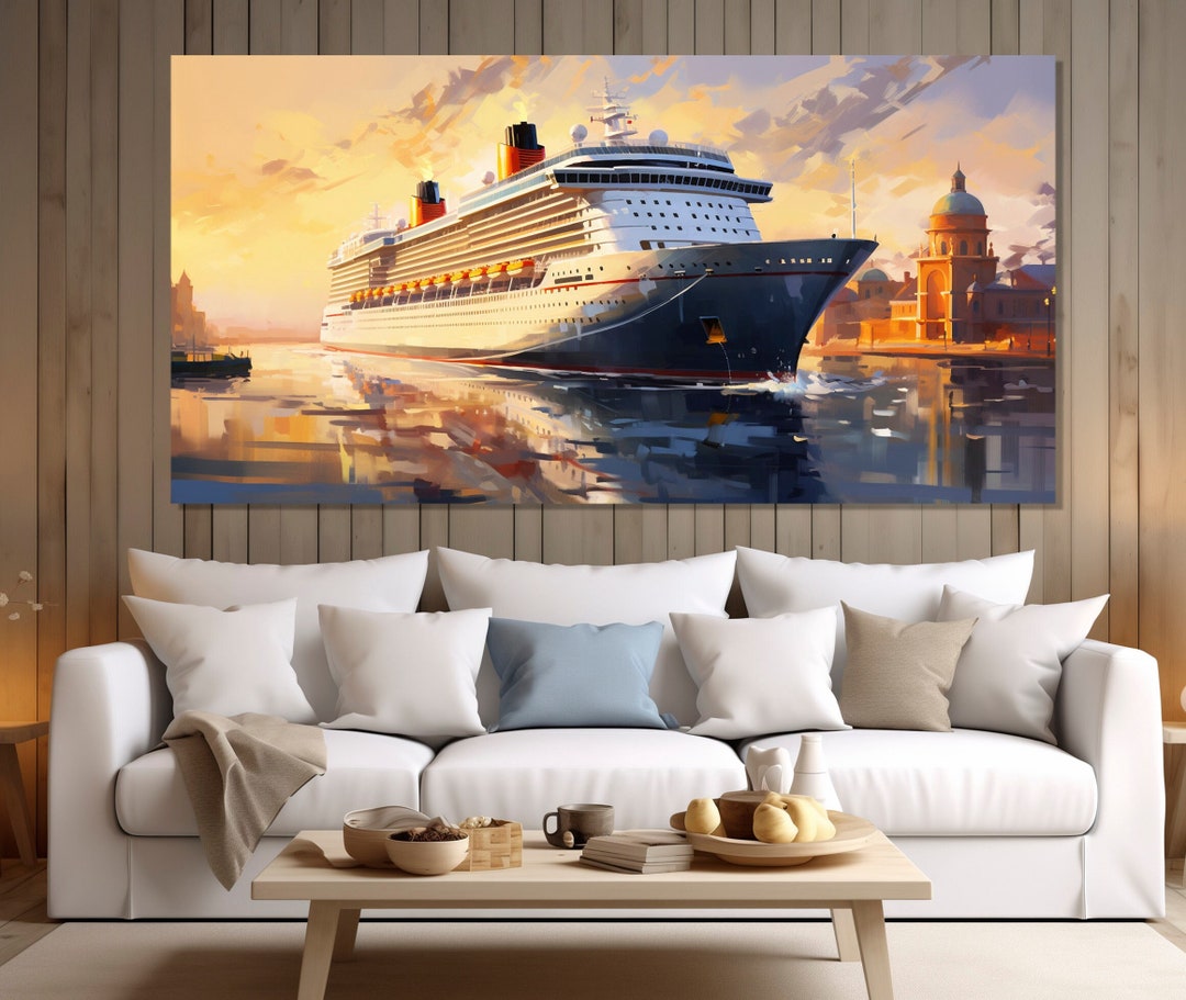 Large Cruise Ship Painting Printed on Canvas Print, Cruise Ship ...