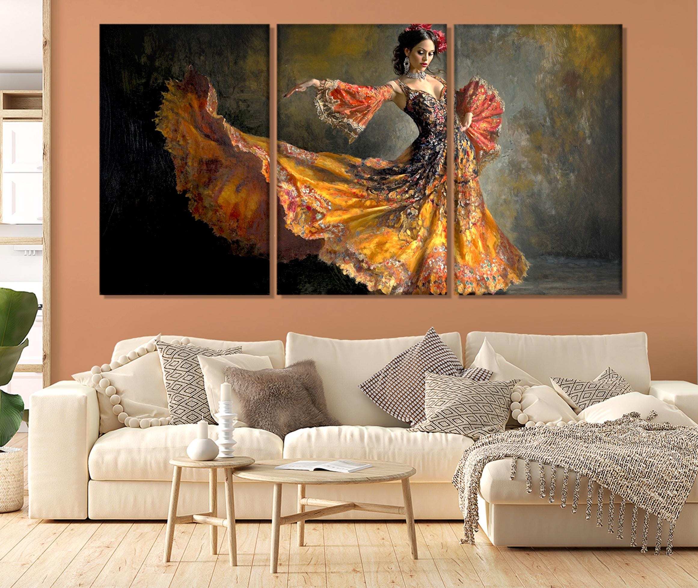 Spanish Woman in Ornate Dress Canvas Print, Spanish Dance Painting ...