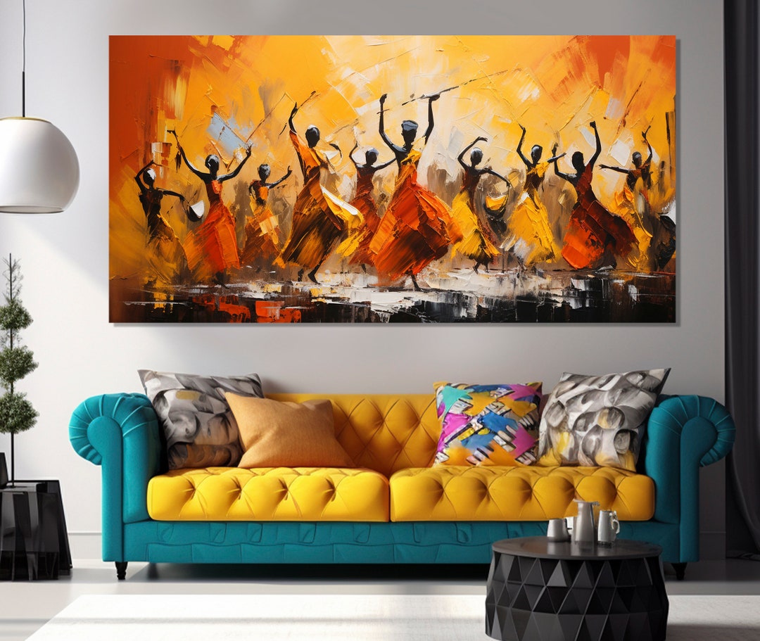 Abstract African Dancing Women Canvas Print, Ethnic Dancers Painting ...