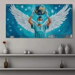 Doctor With Angel Wings Canvas Print, Nurse Painting, Medical Wall Art ...