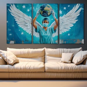 Doctor With Angel Wings Canvas Print, Nurse Painting, Medical Wall Art ...