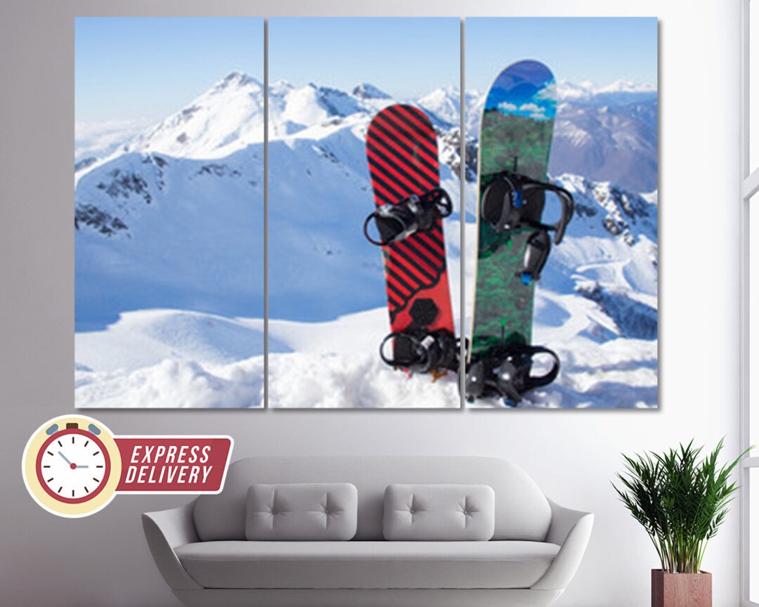 Snowboards Photo, Snowboarding Canvas Print, Snowboarding Canvas ...