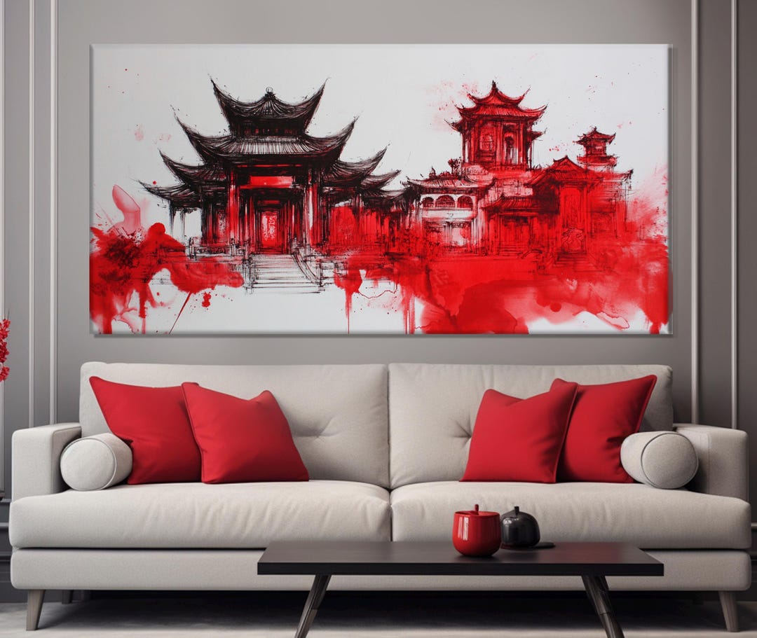Abstract Chinese Architecture Canvas Print, Asian Wall Decor, Chinese ...