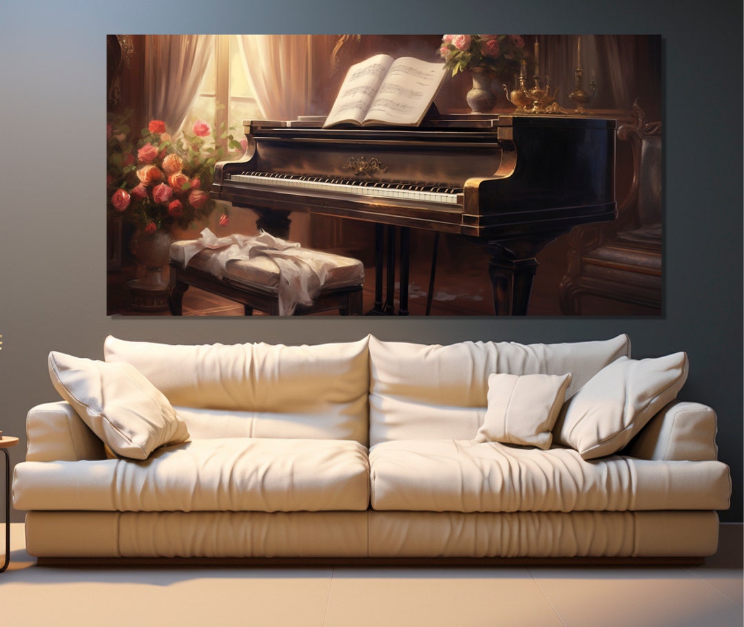 Vintage Piano Canvas Print, Abstract Piano Painting, Music Canvas Art ...