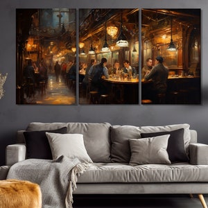 Vintage Pub Painting Printed on Canvas, Irish Pub Wall Art, Irish Gift ...