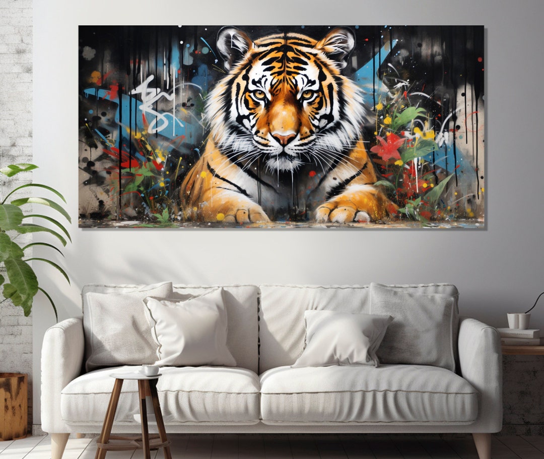 Abstract Tiger Graffiti Canvas Print, Street Art Canvas, Animals ...