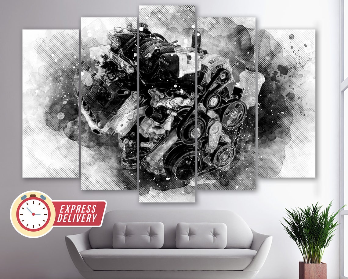 HEMI Dodge Ram Engine Canvas Art, Dodge Wall Art, Abstract Engine Print ...
