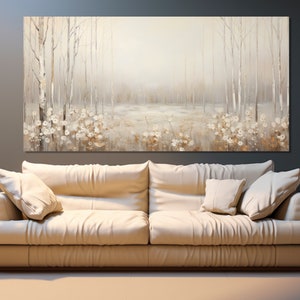 Soft Tones Forest Painting Printed on Canvas, Birch Grove Canvas Print ...