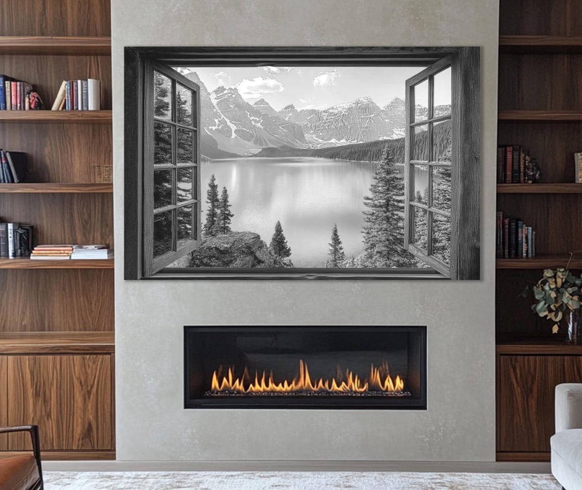 Banff National Park Lake View From Open Window Canvas Print, Alberta ...