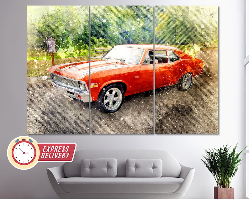 Vintage Chevy Nova Canvas Print Chevrolet Print Muscle Car | Etsy
