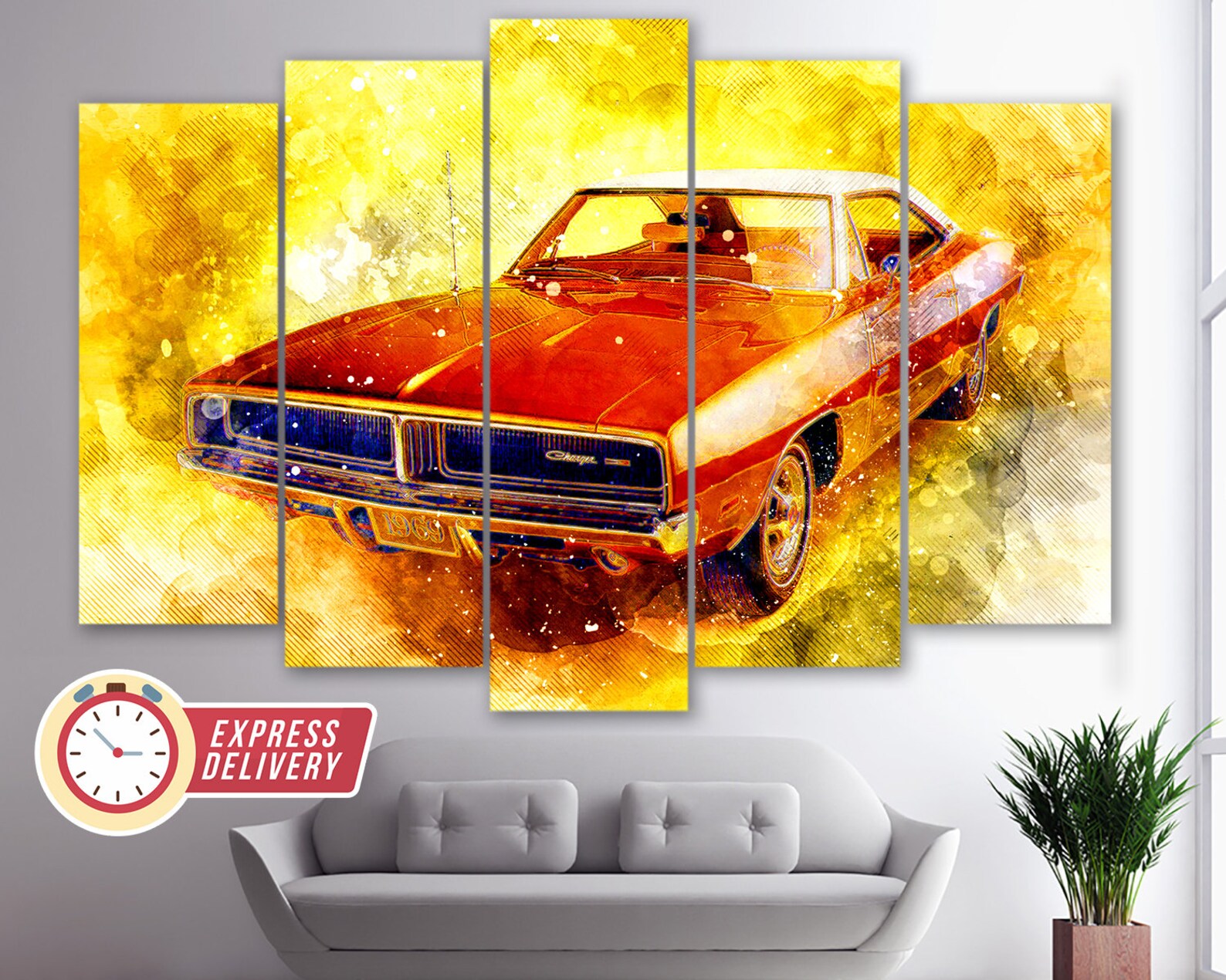 Vintage Dodge Charger Canvas Print Muscle Car Wall Art | Etsy